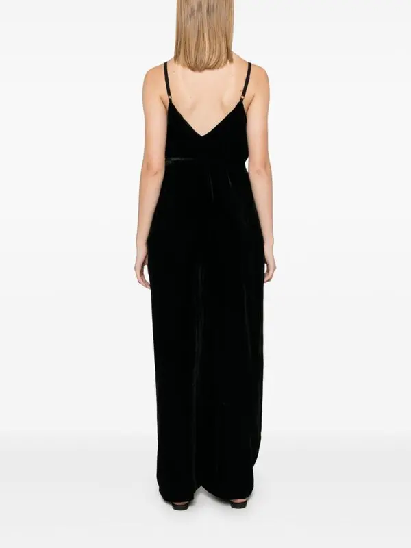 Gold Hawk Velvet Jumpsuit - Black