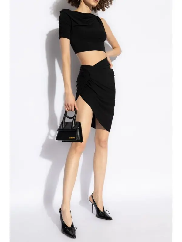 Jacquemus La Mini Jupe Draped Mini Skirt - Black