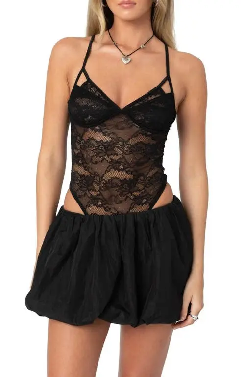 EDIKTED Cutout Lace Bodysuit - Black