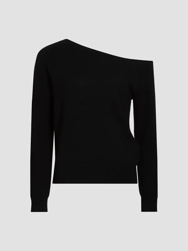 SAKS FIFTH AVENUE One-shoulder Cashmere Sweater - Black