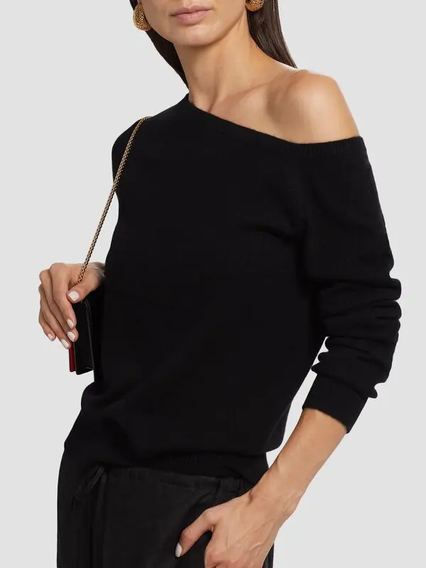 SAKS FIFTH AVENUE One-shoulder Cashmere Sweater - Black