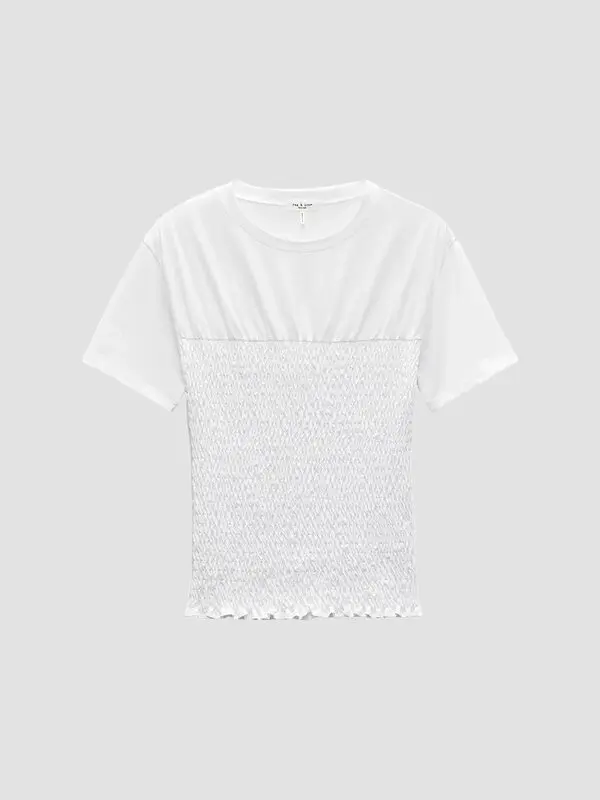 Rag & Bone Smocked Short-sleeve T-shirt - White