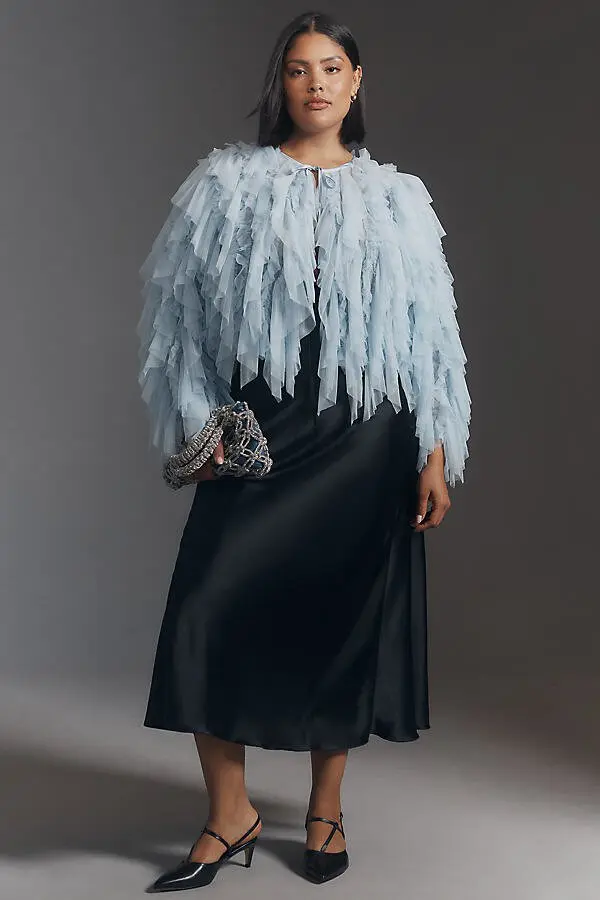 Anthropologie Tulle Bomber Jacket Top In Blue - 37% Off | Editorialist