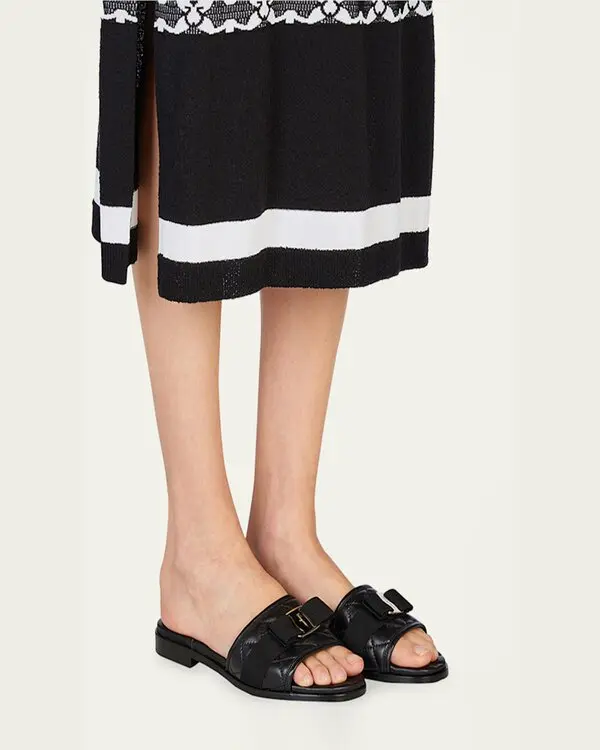 FERRAGAMO Quilted Lambskin Flat Sandals - Nero