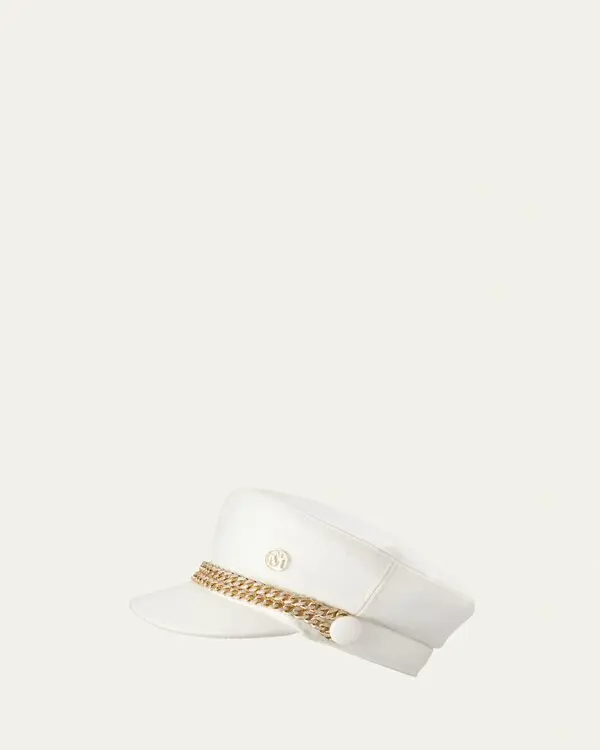 MAISON MICHEL Abby Wool Newsboy Cap - White