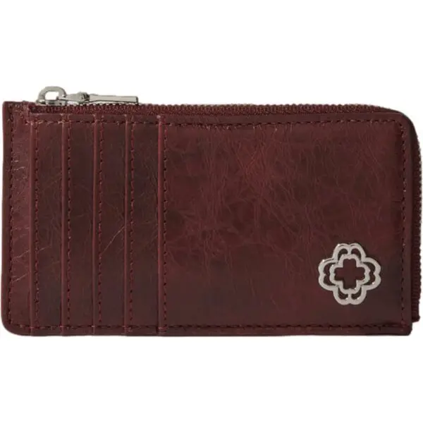Maje Crackled Leather Cardholder - Burgundy