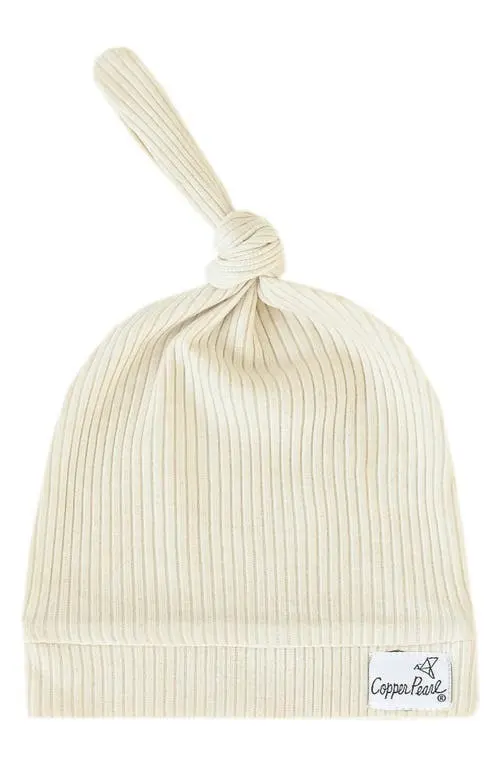 COPPER PEARL Moonstone Ribbed Top Knot Cap - White