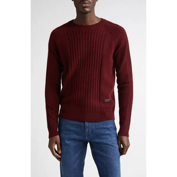 Isaia Ribbed Crewneck Cashmere Sweater