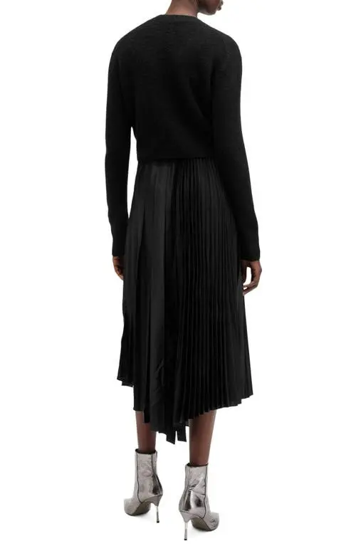 ALLSAINTS Wool-blend Sweater And Pleated Sleeveless Dress