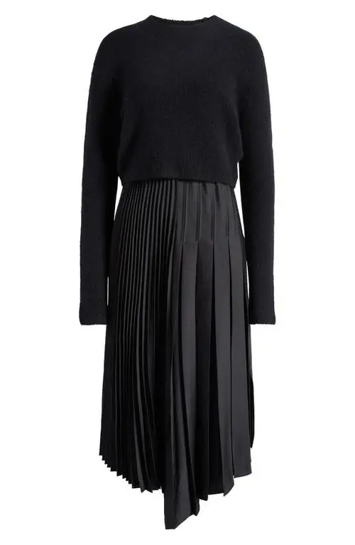 ALLSAINTS Wool-blend Sweater And Pleated Sleeveless Dress