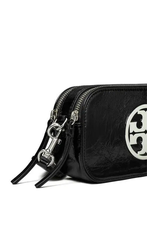 Tory Burch Mini Miller Crinkle Leather Crossbody Bag - Black