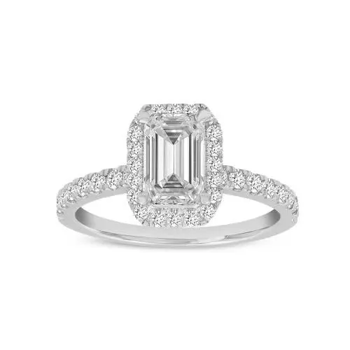 LUVMYJEWELRY Ivey 1.75 Ctw Lab Grown Diamond Halo Engagement Ring - 14k White Gold