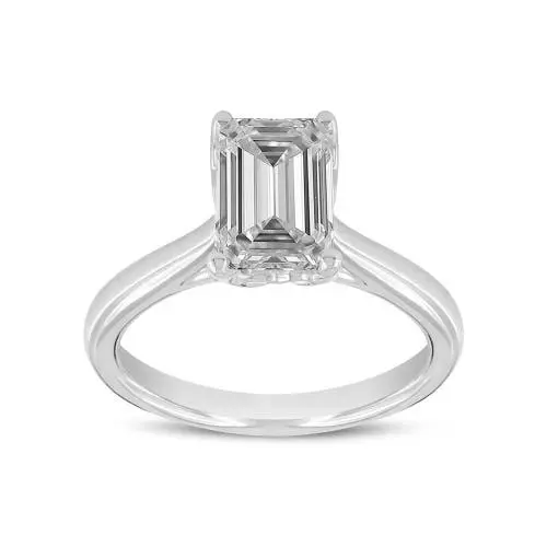 LUVMYJEWELRY Baroness Emerald Cut Diamond Engagement Ring - 14k White Gold