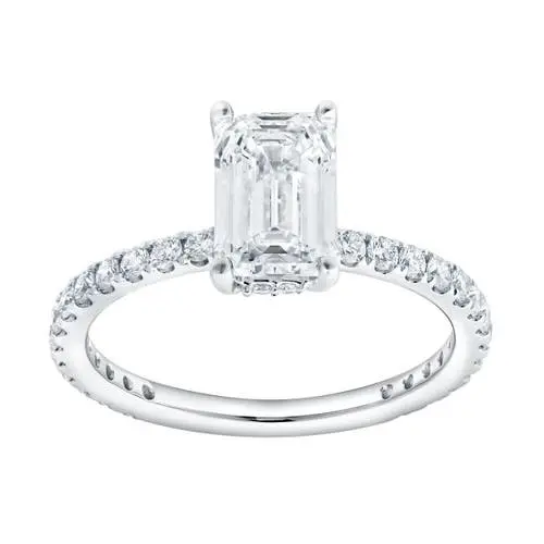 LUVMYJEWELRY Diadem 2 Ctw Emerald Cut Lab Grown Diamond Engagement Ring - 14k White Gold