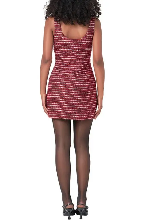 Endless Rose Sleeveless Tweed Mini Dress - Cranberry