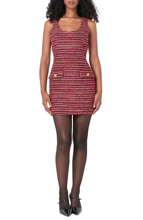 Endless Rose Sleeveless Tweed Mini Dress - Cranberry