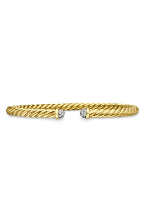 David Yurman Precious Cable Cuff Bracelet - Yellow Gold/diamond