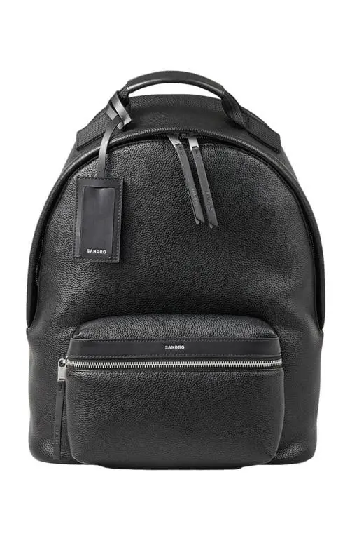 Sandro Coated Canvas Backpack - Black