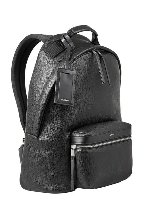 Sandro Coated Canvas Backpack - Black