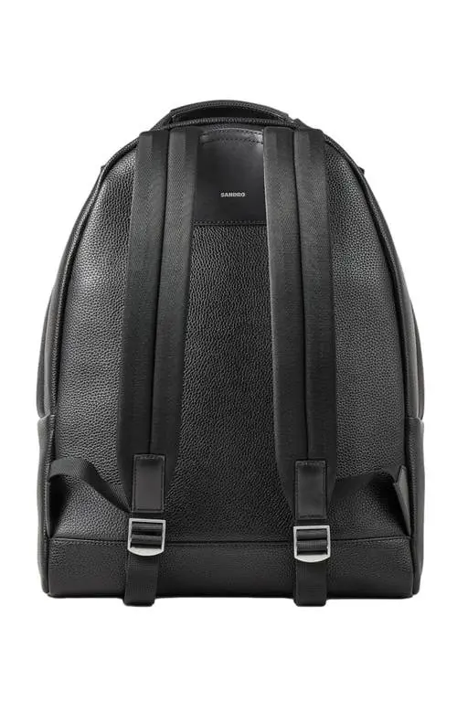 Sandro Coated Canvas Backpack - Black