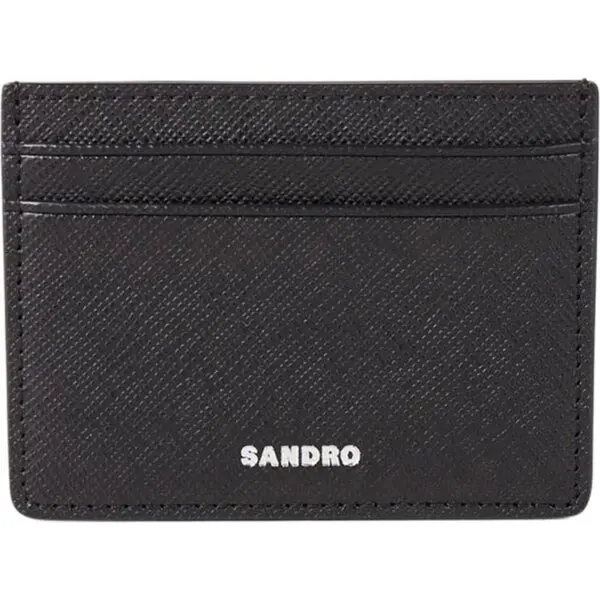 Sandro Reconstituted Leather Cardholder - Black