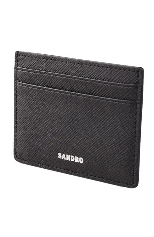 Sandro Reconstituted Leather Cardholder - Black