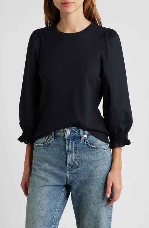Rails Landyn Elbow Sleeve Mixed Media Knit Top