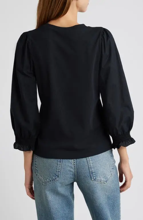 Rails Landyn Elbow Sleeve Mixed Media Knit Top