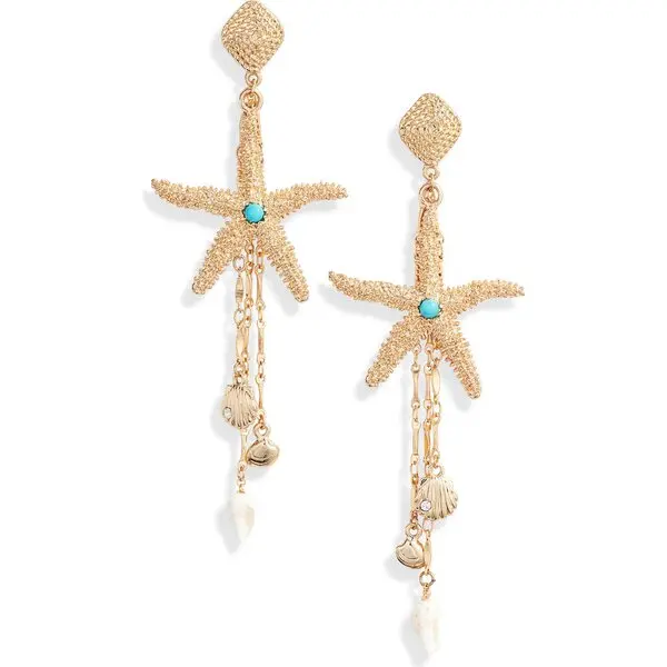 Ettika Starfish Seeker Drop Earrings - Gold