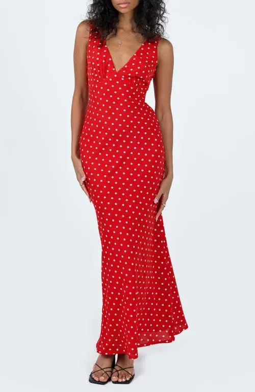 Princess Polly Nellie Polka Dot Maxi Dress - Red