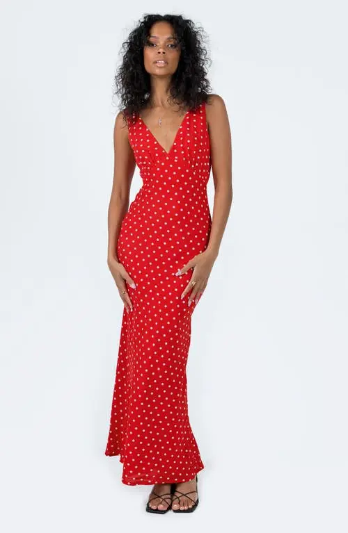 Princess Polly Nellie Polka Dot Maxi Dress - Red