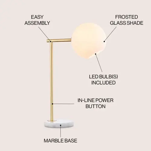 JONATHAN Y Charles Contemporary Modern Metal/marble Led Table Lamp - Gold