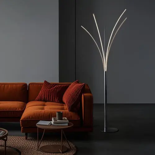 JONATHAN Y Fuochi Modern Minimalist Metal 5-branch Arc Dimmable Integrated Led Floor Lamp With Remote Control