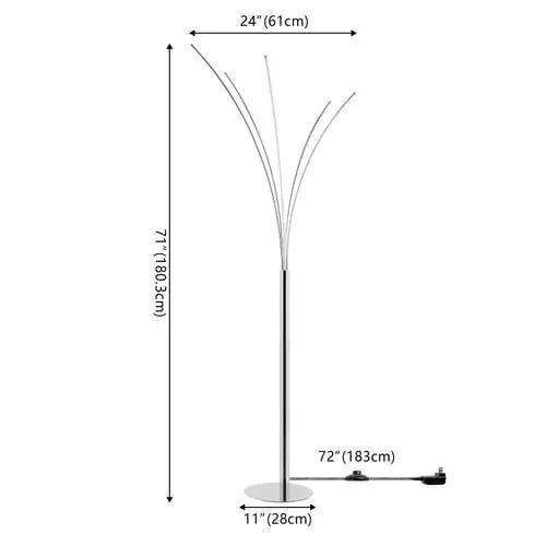 JONATHAN Y Fuochi Modern Minimalist Metal 5-branch Arc Dimmable Integrated Led Floor Lamp With Remote Control
