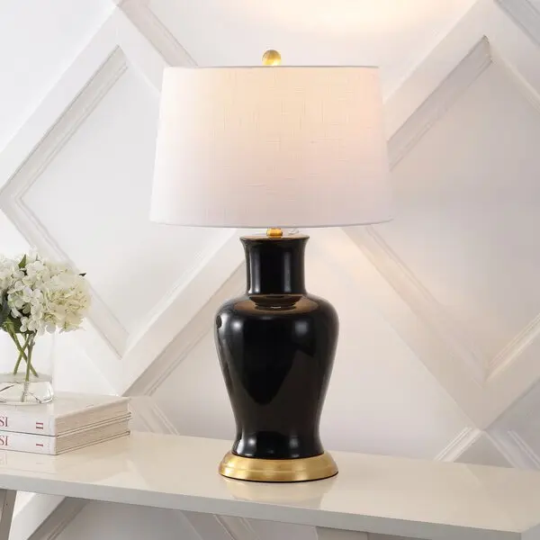 JONATHAN Y Julian 29" Traditional Classic Ceramic Urn Led Table Lamp - Black