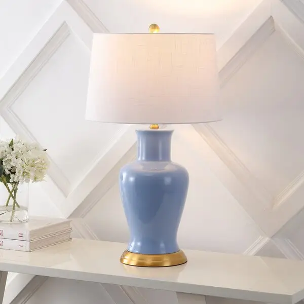 JONATHAN Y Julian Traditional Classic Ceramic Urn Led Table Lamp - Blue