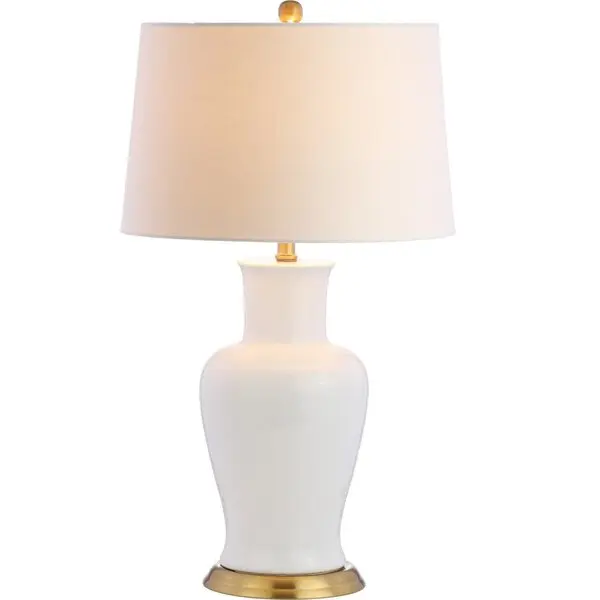 JONATHAN Y Julian 29" Traditional Classic Ceramic Urn Led Table Lamp - White/gold