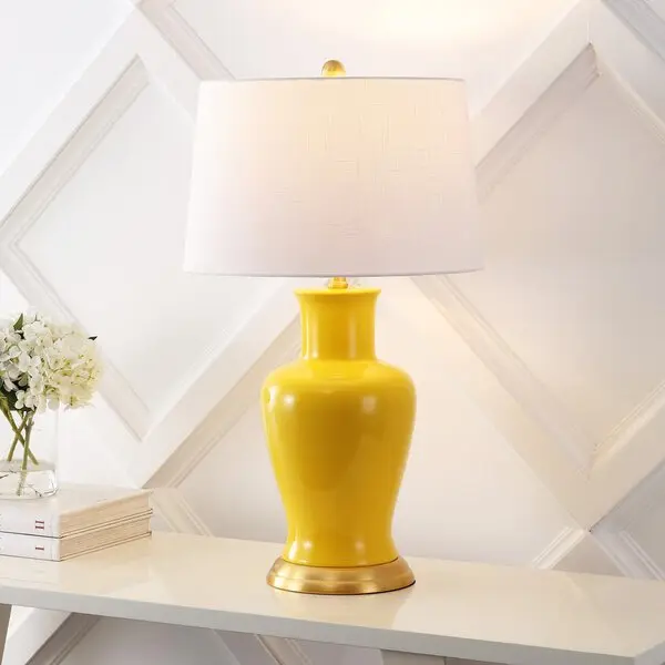 JONATHAN Y Julian 29" Traditional Classic Ceramic Urn Led Table Lamp - Yellow