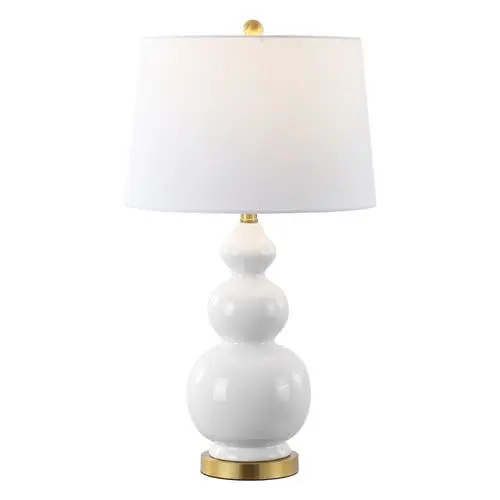 JONATHAN Y Bowen 27.5" Contemporary Transitional Ceramic Gourd Led Table Lamp - White