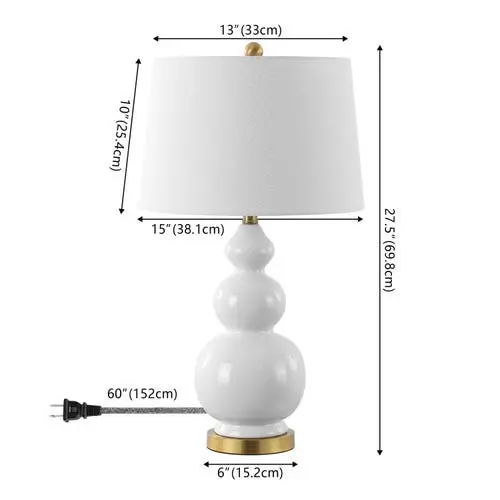 JONATHAN Y Bowen 27.5" Contemporary Transitional Ceramic Gourd Led Table Lamp - White