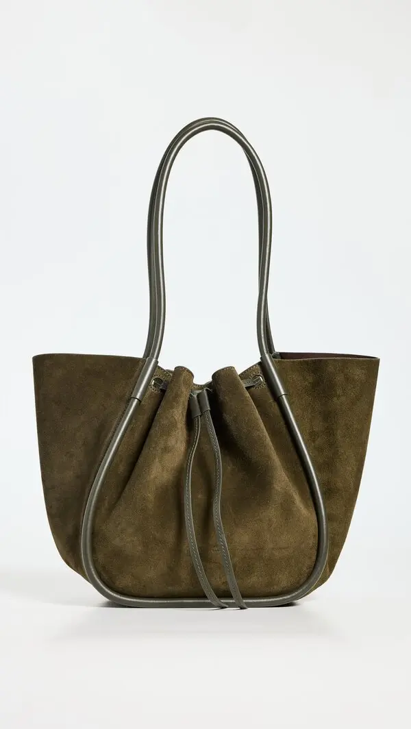 Proenza Schouler Large Ruched Suede Tote - Olive
