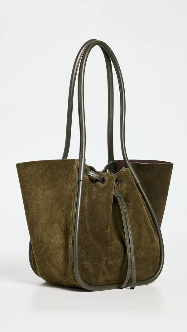 Proenza Schouler Large Ruched Suede Tote - Olive