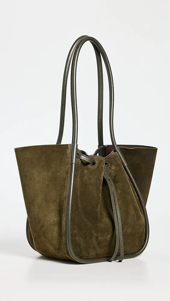 Proenza Schouler Large Ruched Suede Tote - Olive