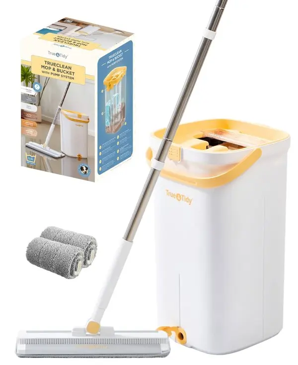 TRUE & TIDY True Clean Mop And Bucket With Pump System - Lemon