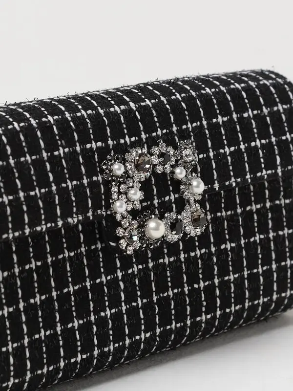ROGER VIVIER Embellished Tweed Clutch With Metal Chain