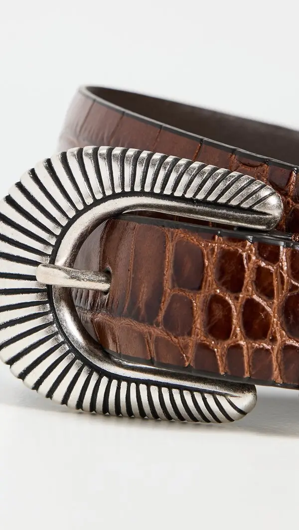 Anderson's Narrow Croc-embossed Calfskin Belt - Medium Tan