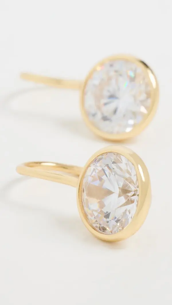 Shashi Bezel Drop Earrings - Gold