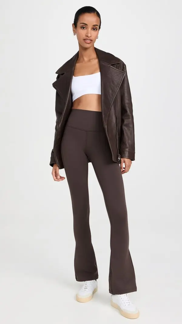 Splits59 Raquel High Waist Supplex Flare Full Leggings - Dark Chocolate