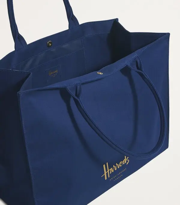 Harrods Large Cotton Logo Tote - Navy