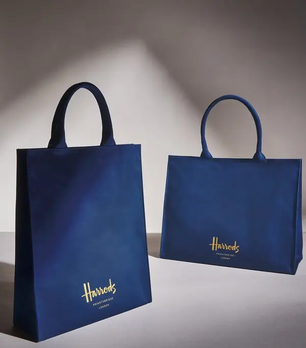 Harrods Large Cotton Logo Tote - Navy
